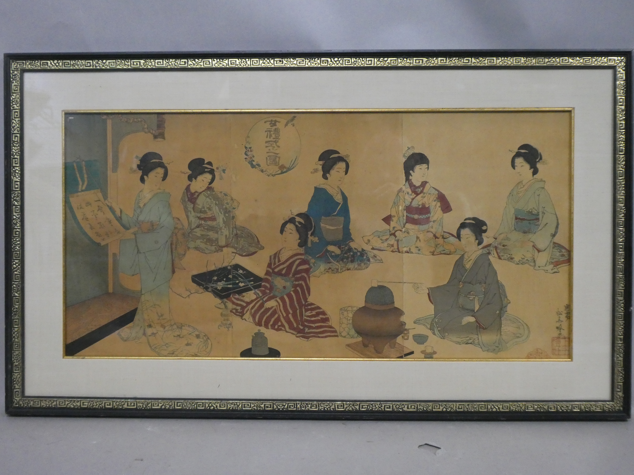 Original 19th Century Adachi Ginko Japanese Woodblock Print Triptych ...