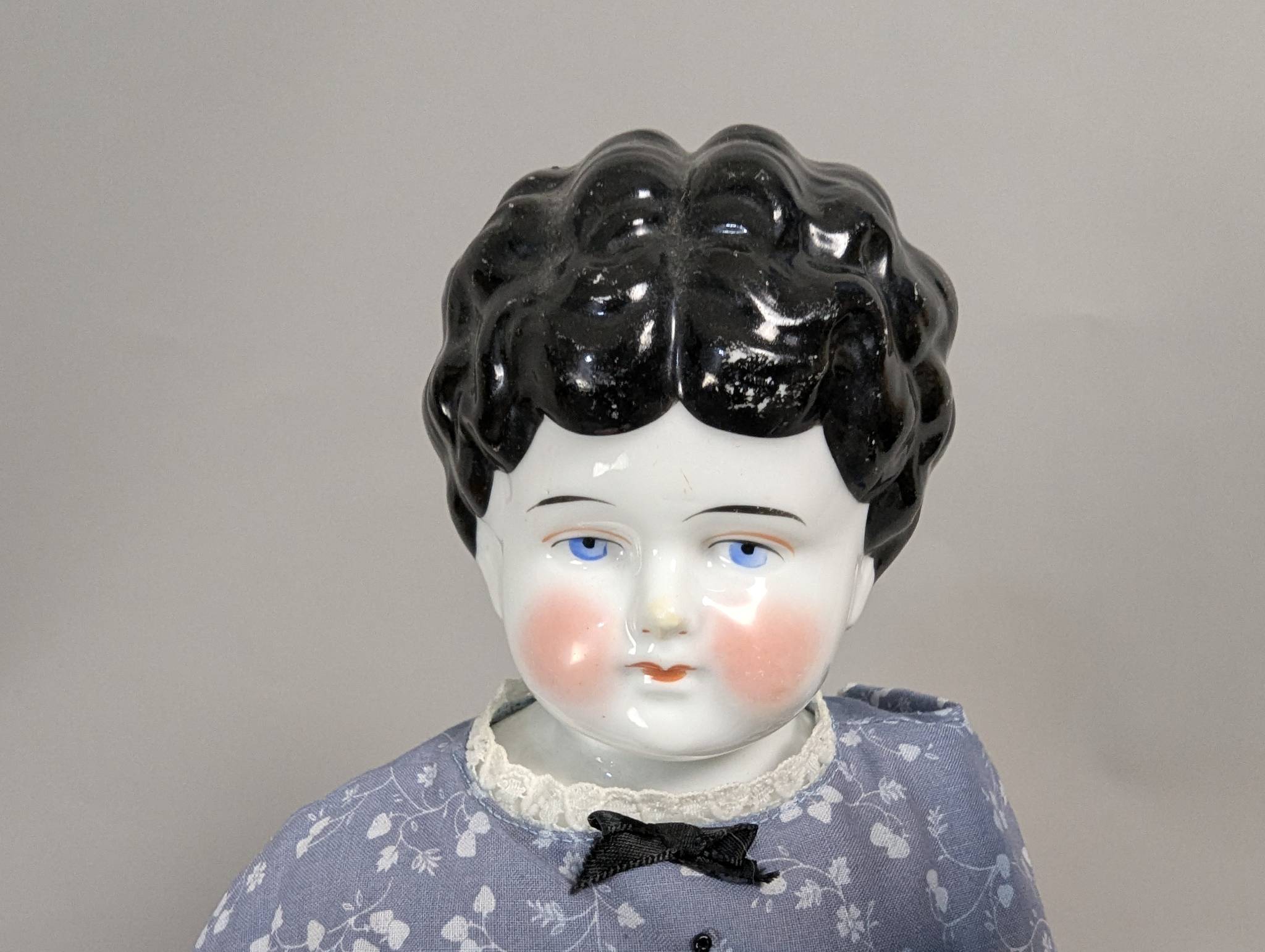 German China Head Doll in Victorian-Style Dress with Porcelain Features ...